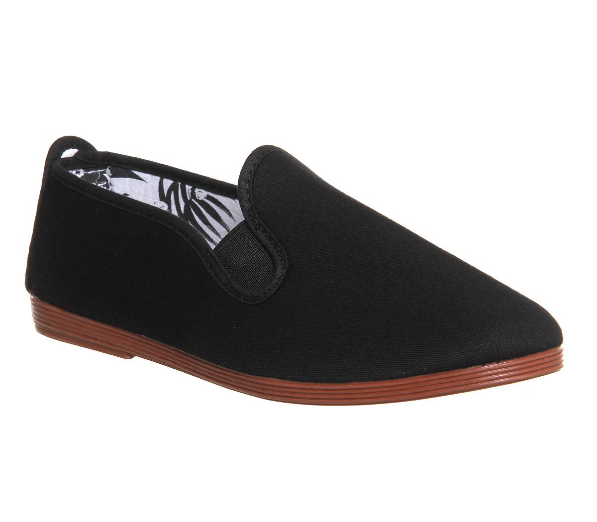 Flossy Flossy Elastic Pump Black Canvas - Flat Shoes for Women