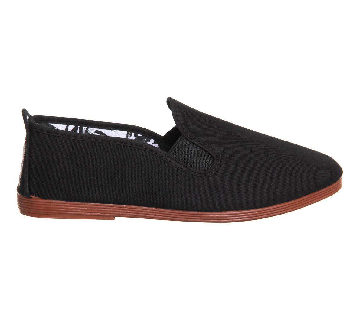 Flossy Flossy Elastic Pump Black Canvas - Flat Shoes for Women