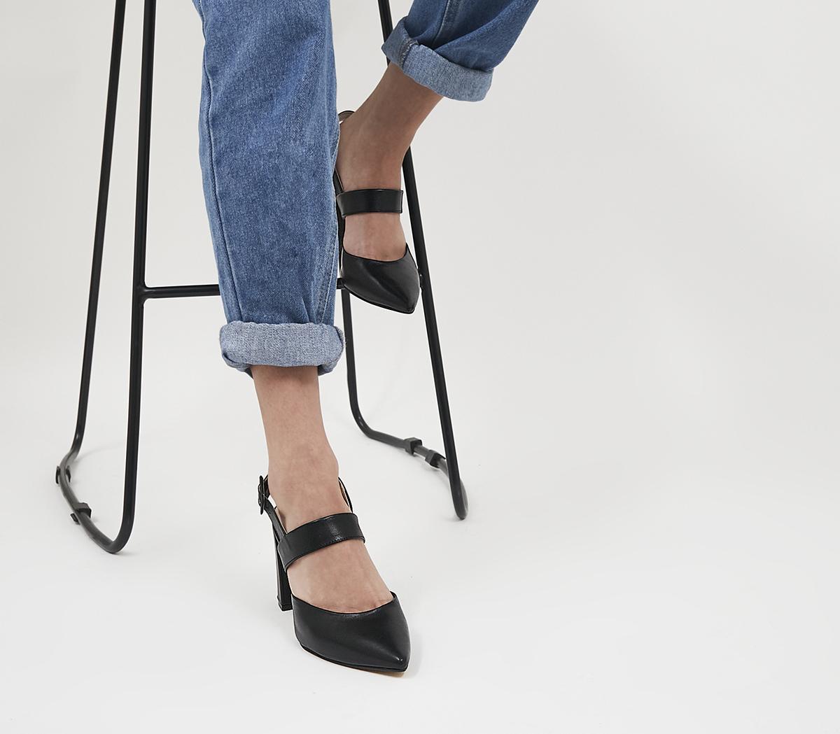 OFFICE Miracle 2 Strap Court Heels Black Leather - Heels