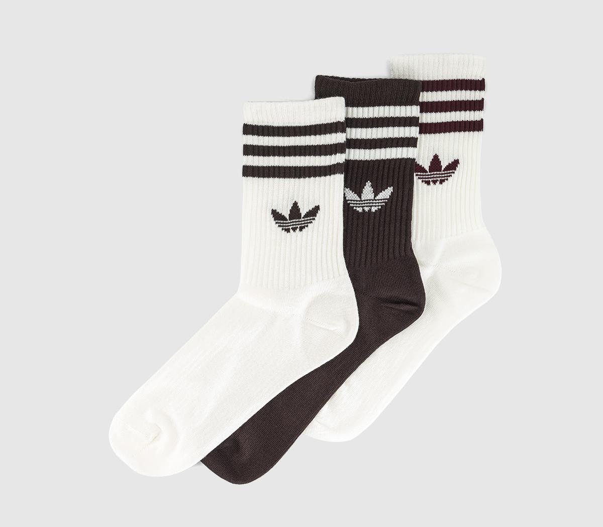 Click here for Adidas Crew Socks 3 Pairs Coffee Stripe In White prices