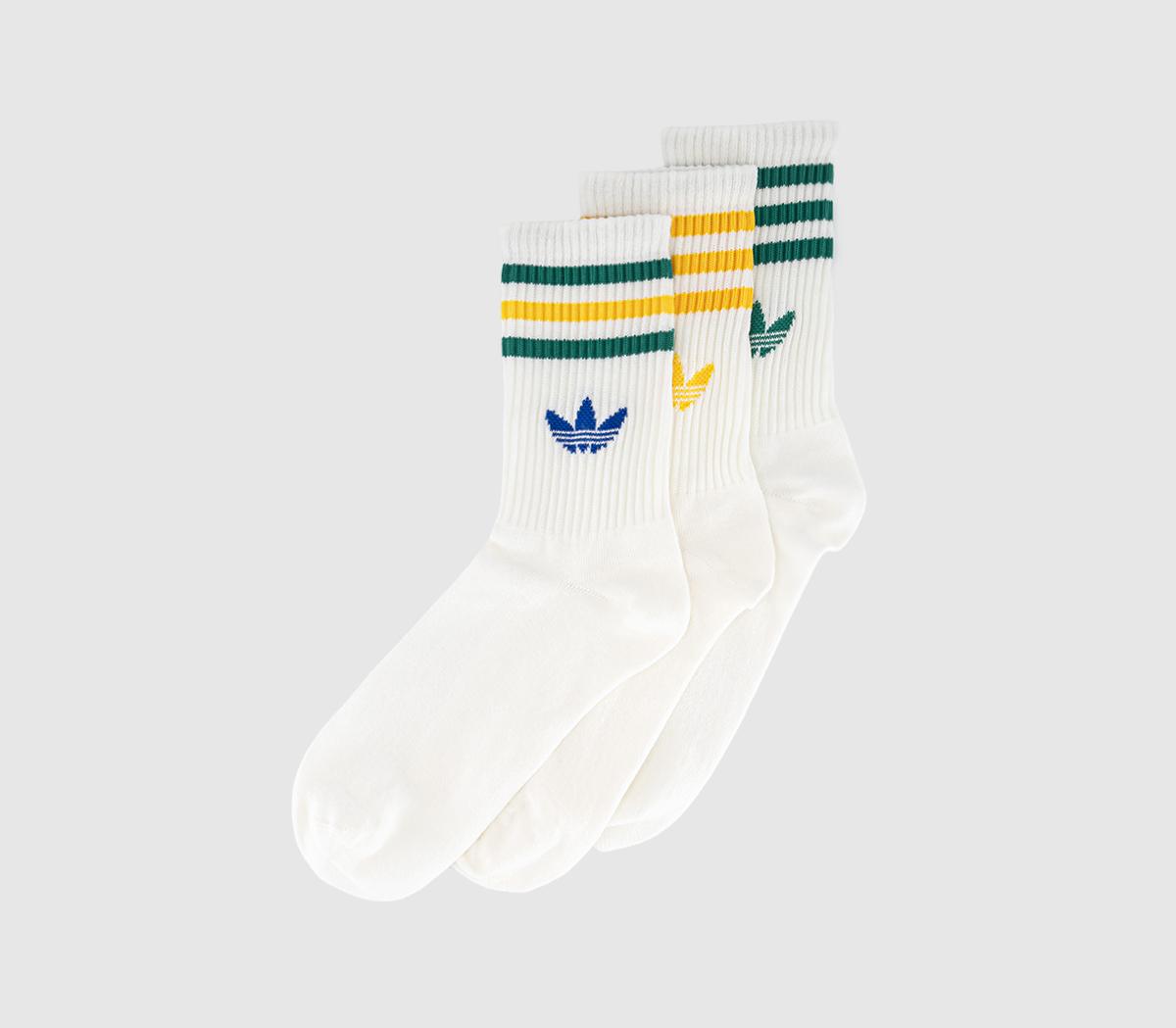 Click here for Adidas Crew Socks 3 Pairs Yellow Green Stripe In W... prices