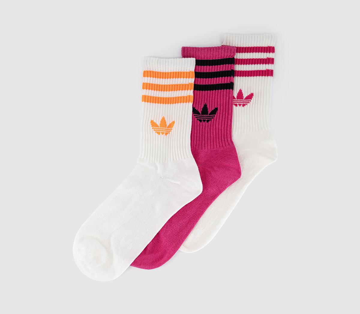 Click here for Adidas Crew Socks 3 Pairs Offwhite Shock Pink Offw... prices