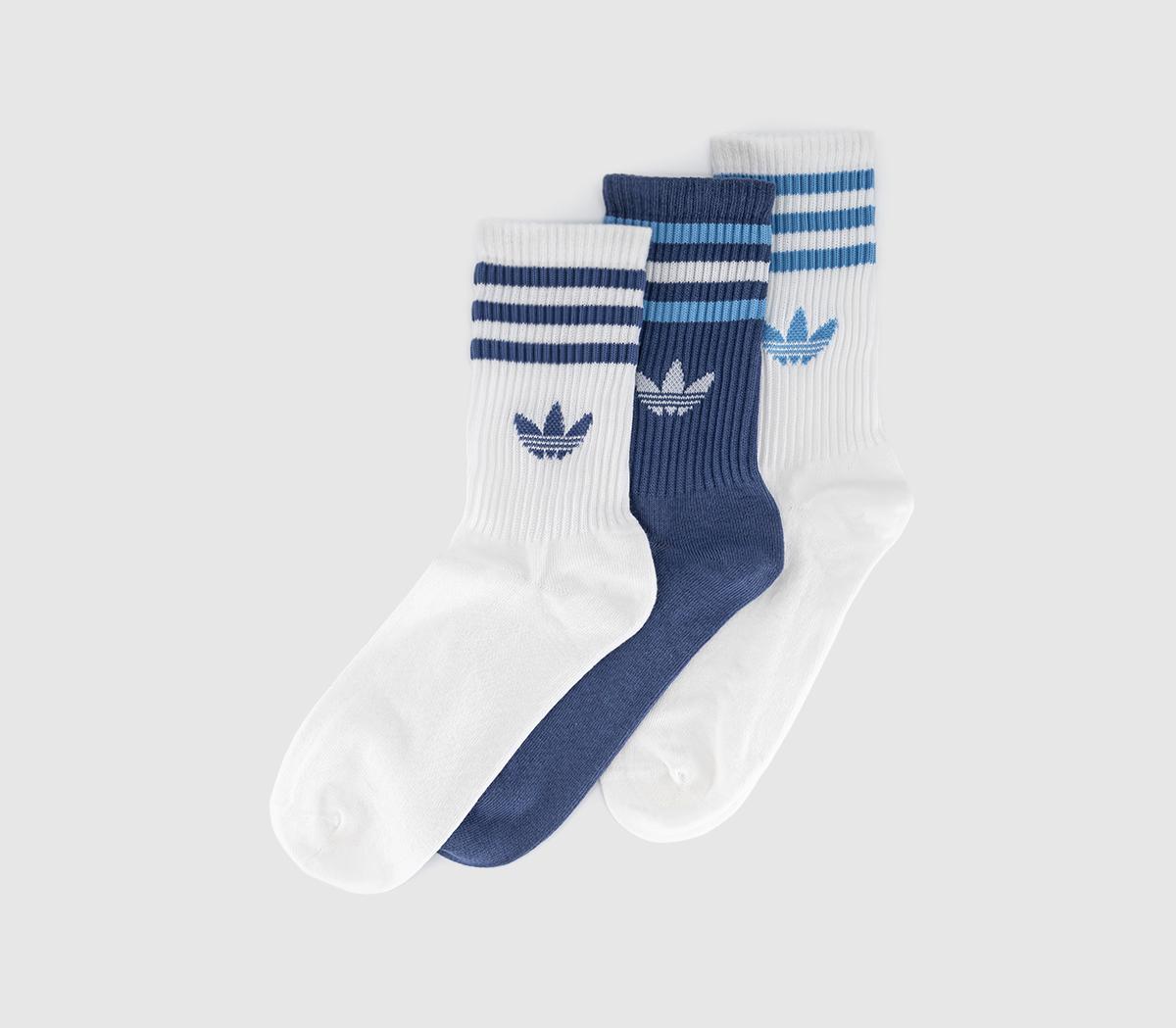 Click here for Adidas Crew Socks 3 Pairs Blue White White  M prices