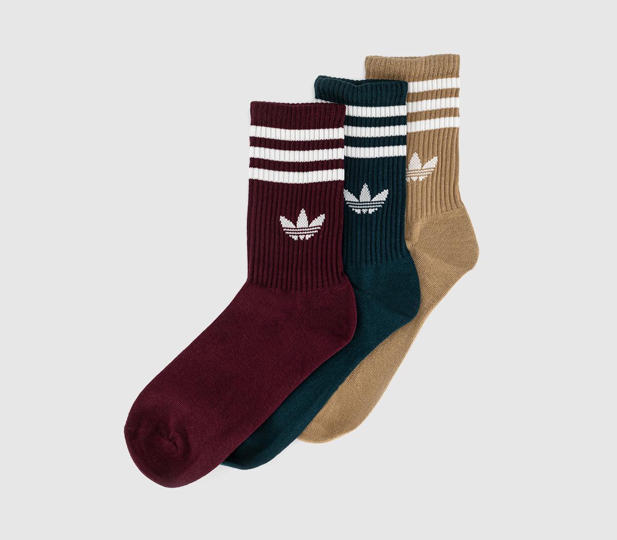 Click here for Adidas Crew Sock 3 Pairs Maroon Ivy Brown prices