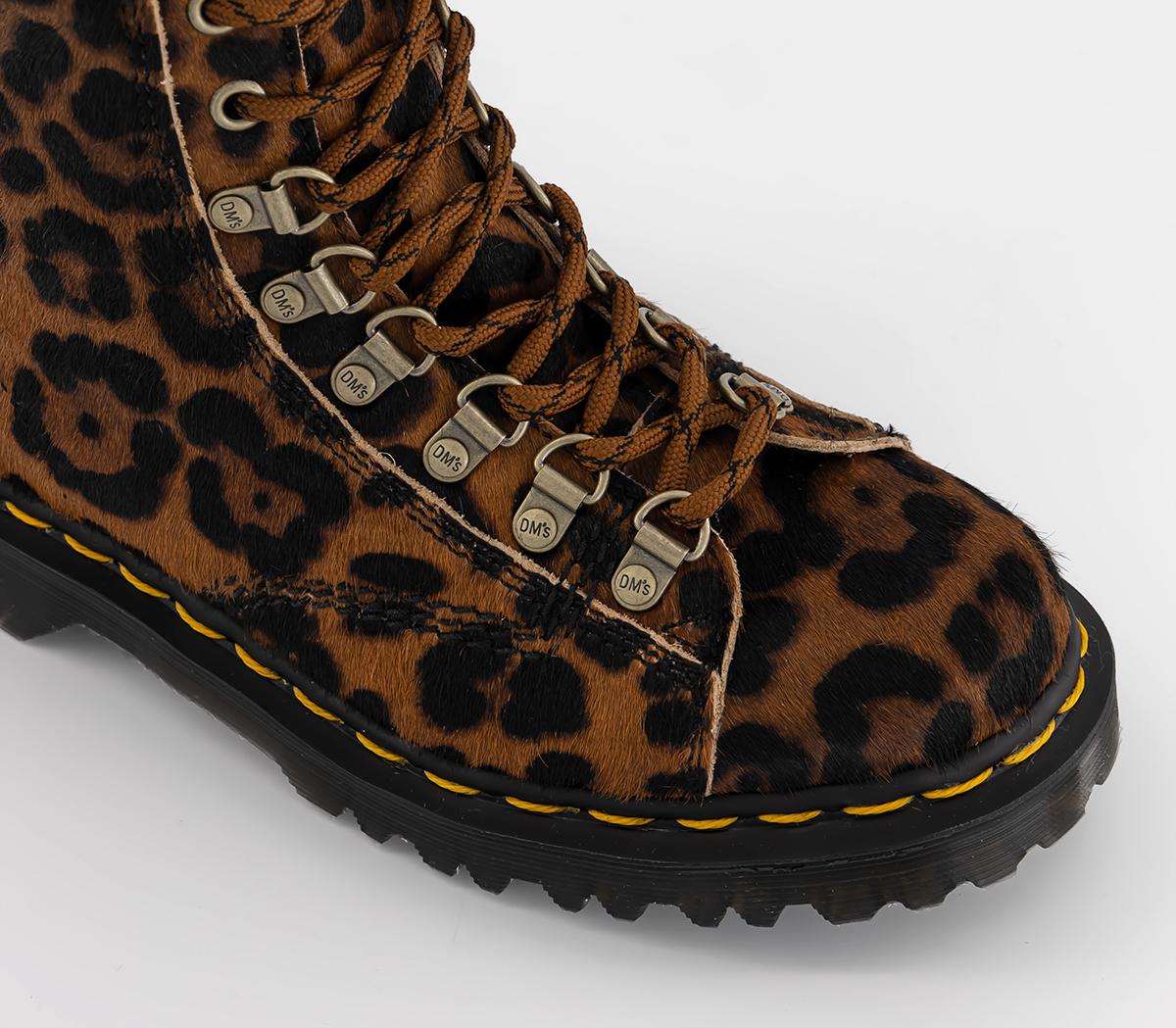 Dr. Martens Barton 8 Eye Boots Hair On Leopard - Women's Flats