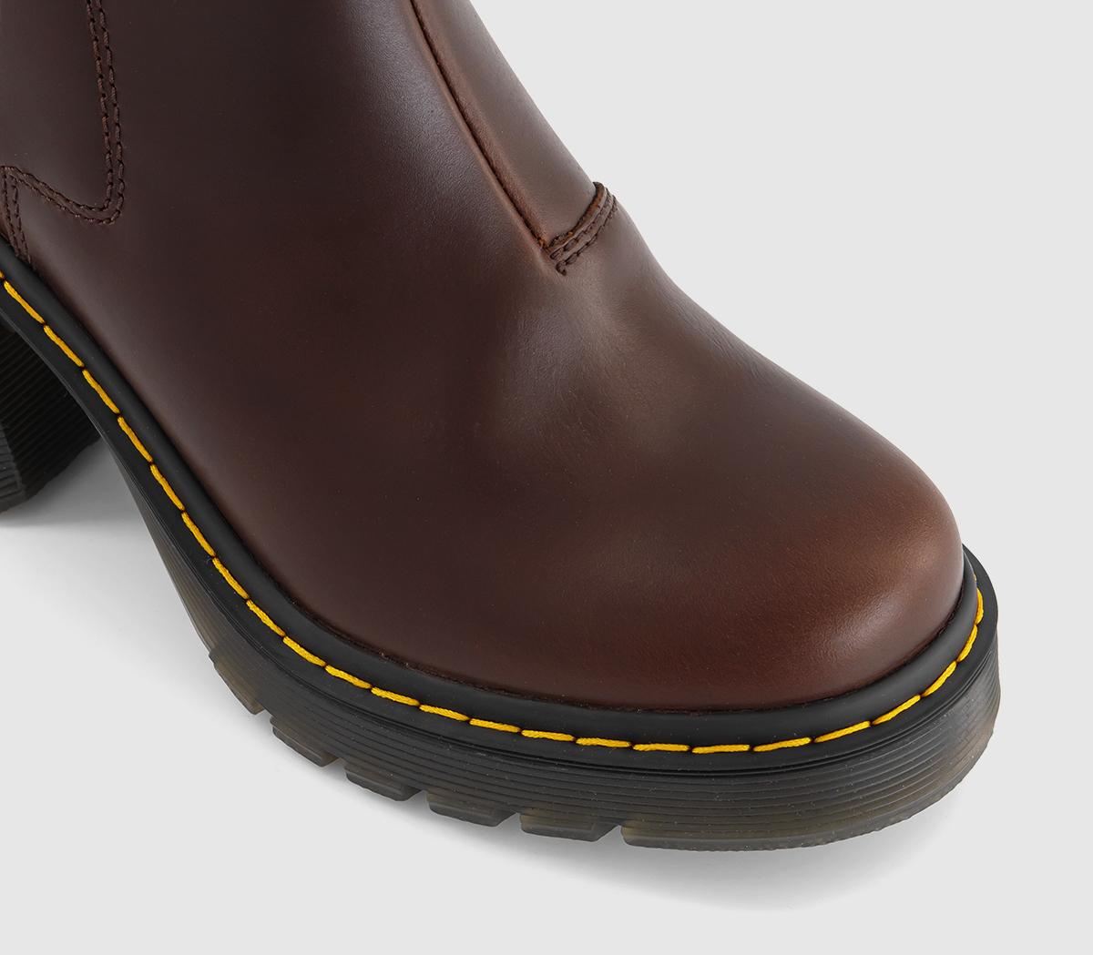 Dr. Martens Spence Heeled Chelsea Boots Dark Brown Classic Pull Up ...