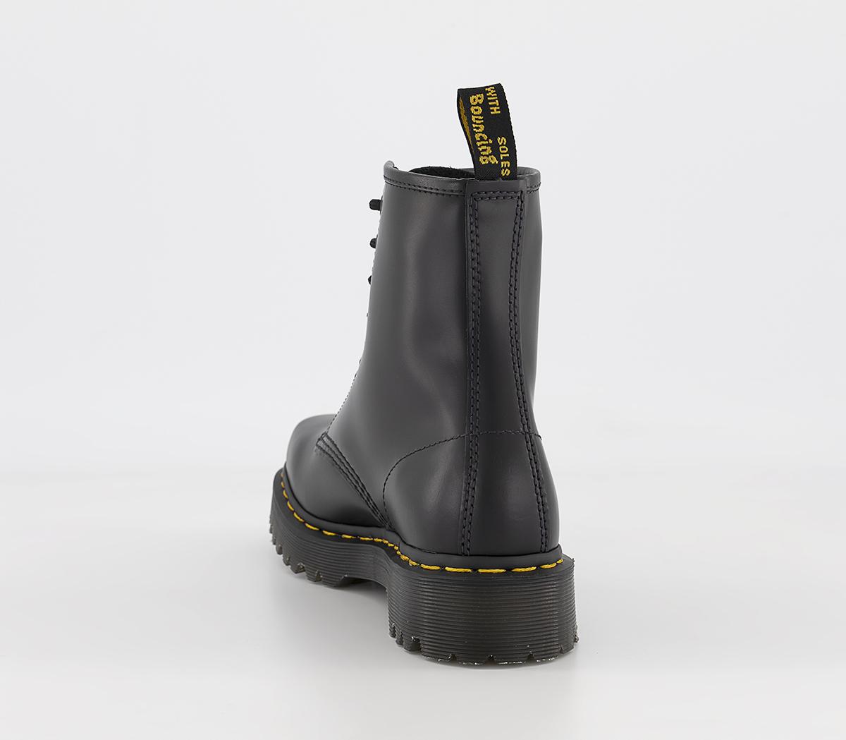 Dr. Martens 1460 Bex 8 Eye Squared Boots Black Polished Smooth - Women's Ankle Boots