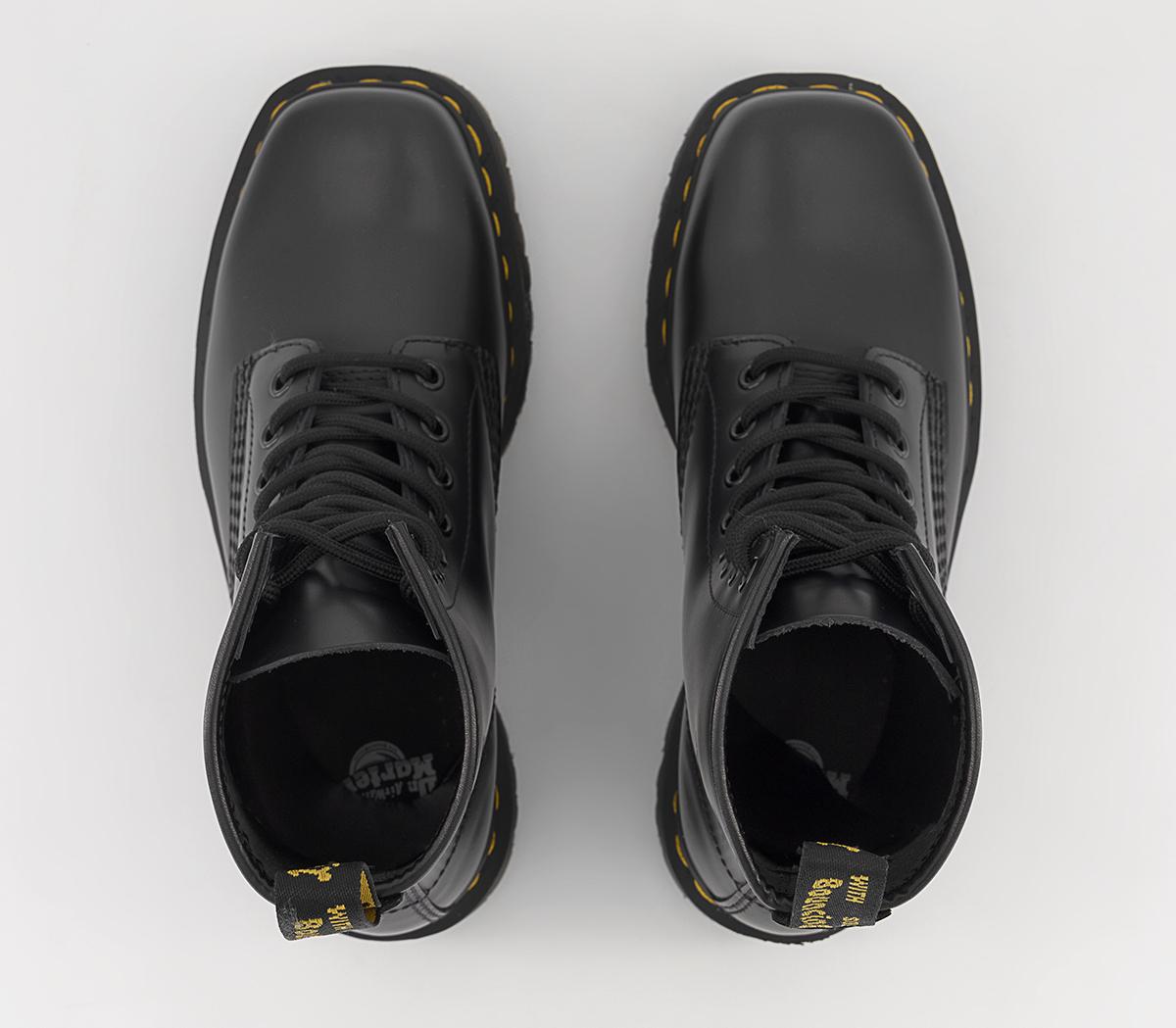 Dr. Martens 1460 Bex 8 Eye Squared Boots Black Polished Smooth - Women's Ankle Boots