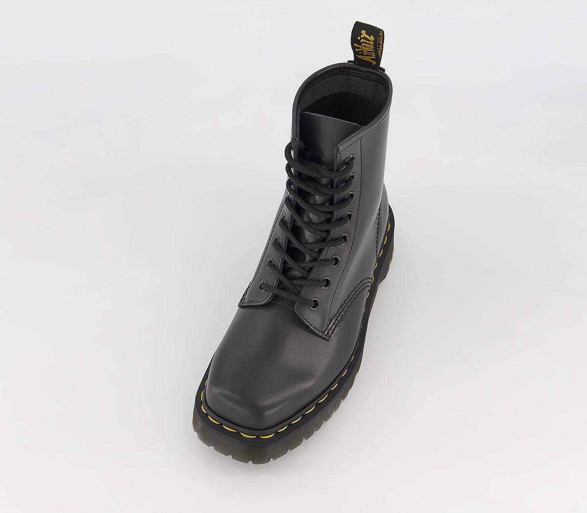 Dr. Martens 1460 Bex 8 Eye Squared Boots Black Polished Smooth - Women's Ankle Boots