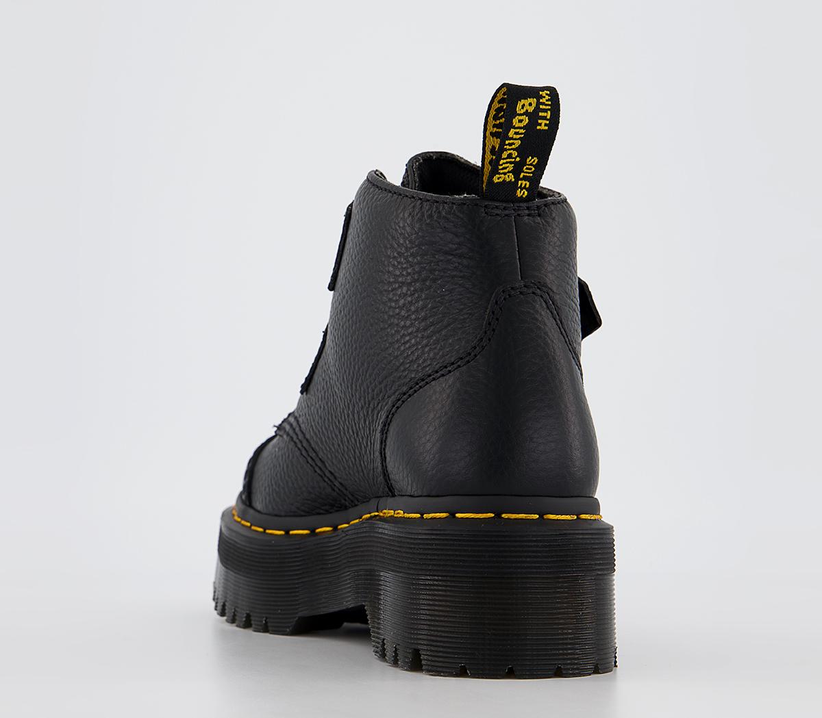 Dr. Martens Devon Flower Boots Black Milled Nappa - Women's Boots