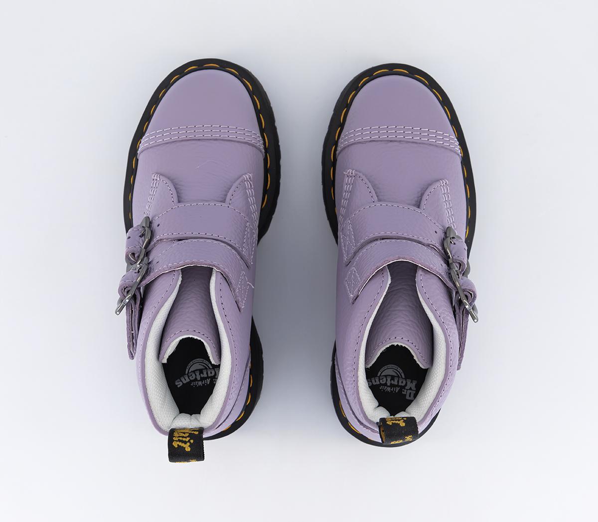 Dr. Martens Devon Flower Boots Lilac Milled Nappa - Women's Ankle Boots