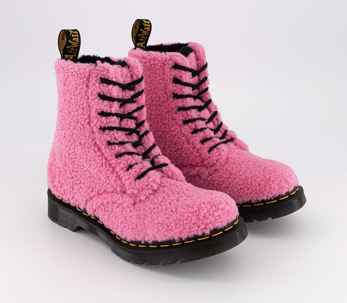 Dr. Martens 1460 Pascal Lux Borg Boots Clash Pink - Women's Ankle Boots