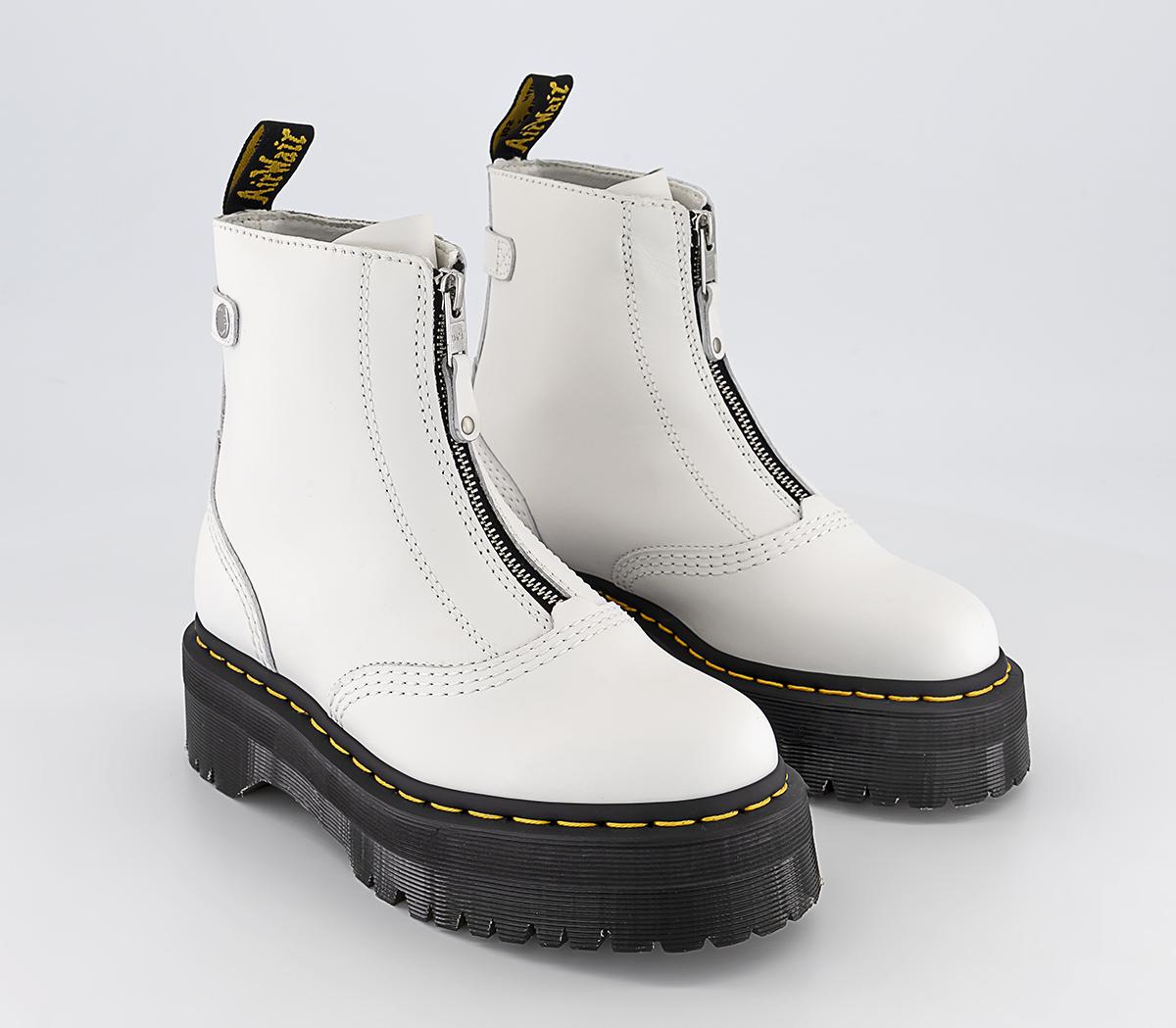 Dr. Martens Jetta Zip Front Boot White - Women's Ankle Boots