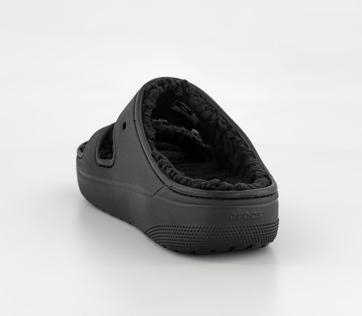 Crocs Classic Cozzzy Sandals Black - Flat Shoes for Women