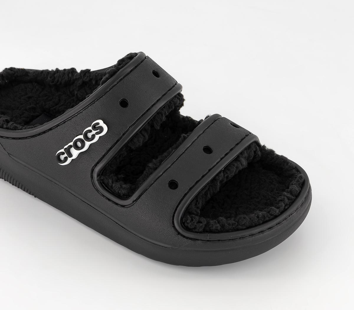 Crocs Classic Cozzzy Sandals Black - Flat Shoes for Women