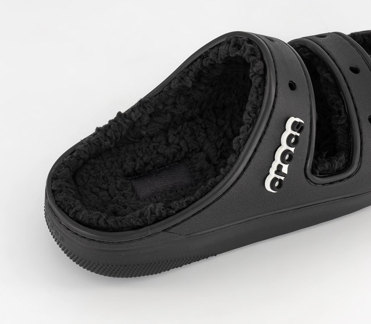 Crocs Classic Cozzzy Sandals Black - Flat Shoes for Women