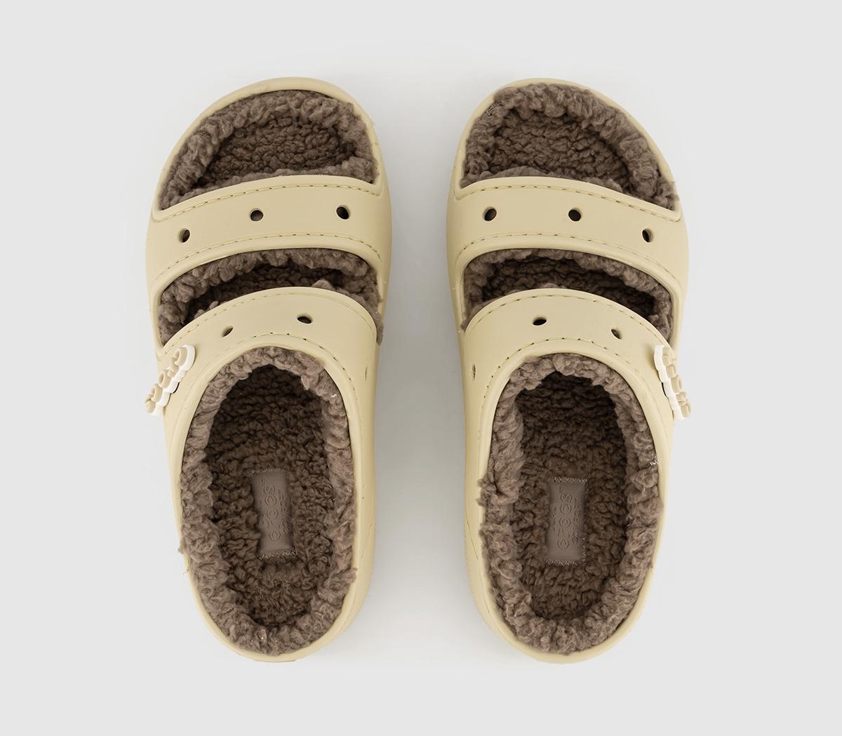 Crocs Classic Cozzzy Sandals Bone Mushroom - Flat Shoes for Women