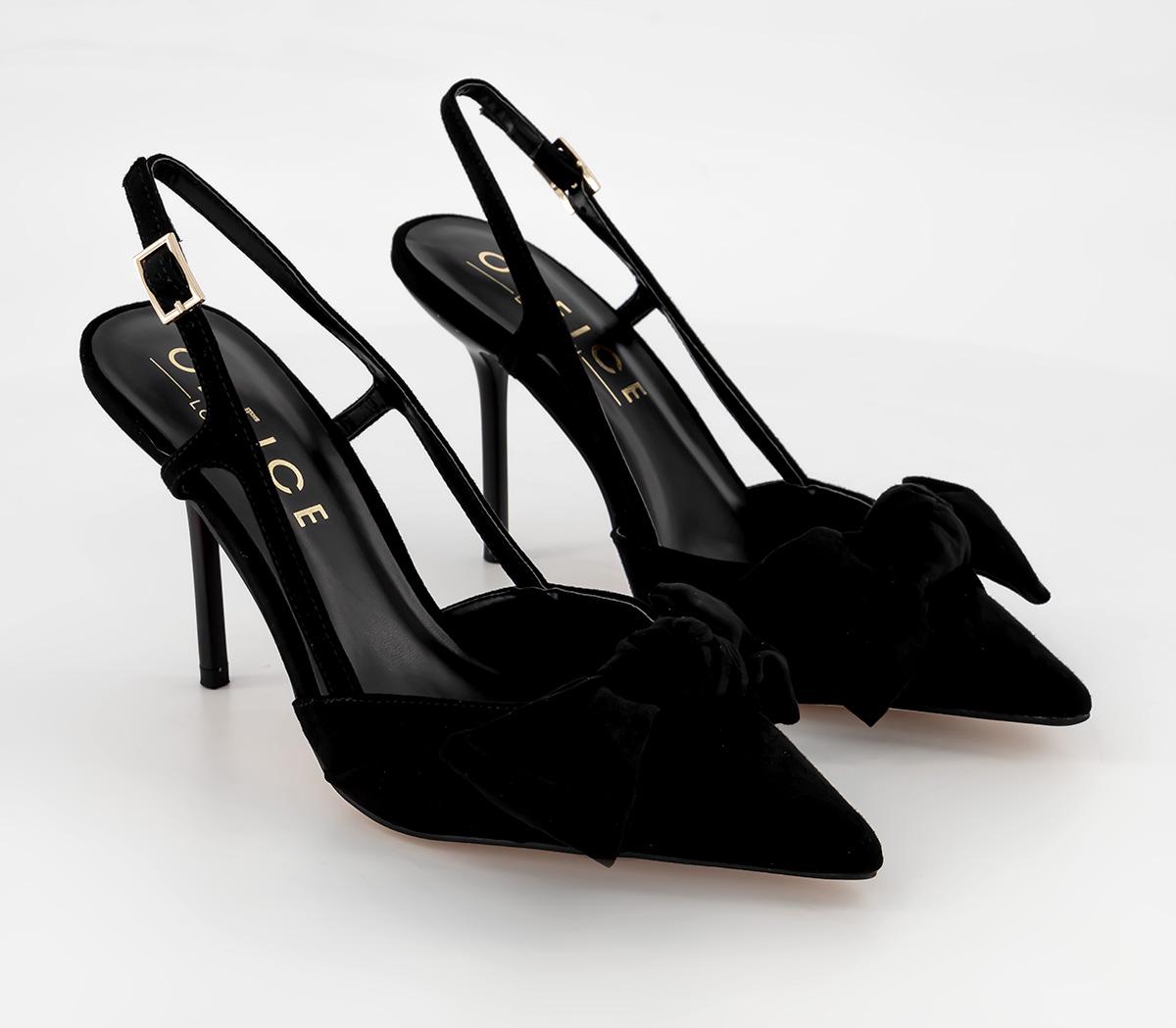 OFFICE Mina Bow Detail Slingback Court Heels Black - Heels