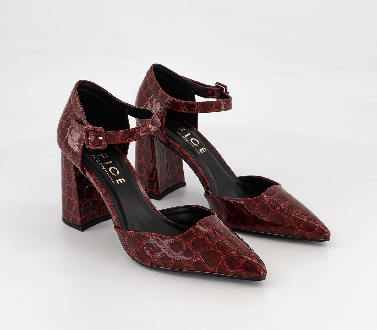 OFFICE Mika Ankle Strap Point Heels Red Croc - Heels
