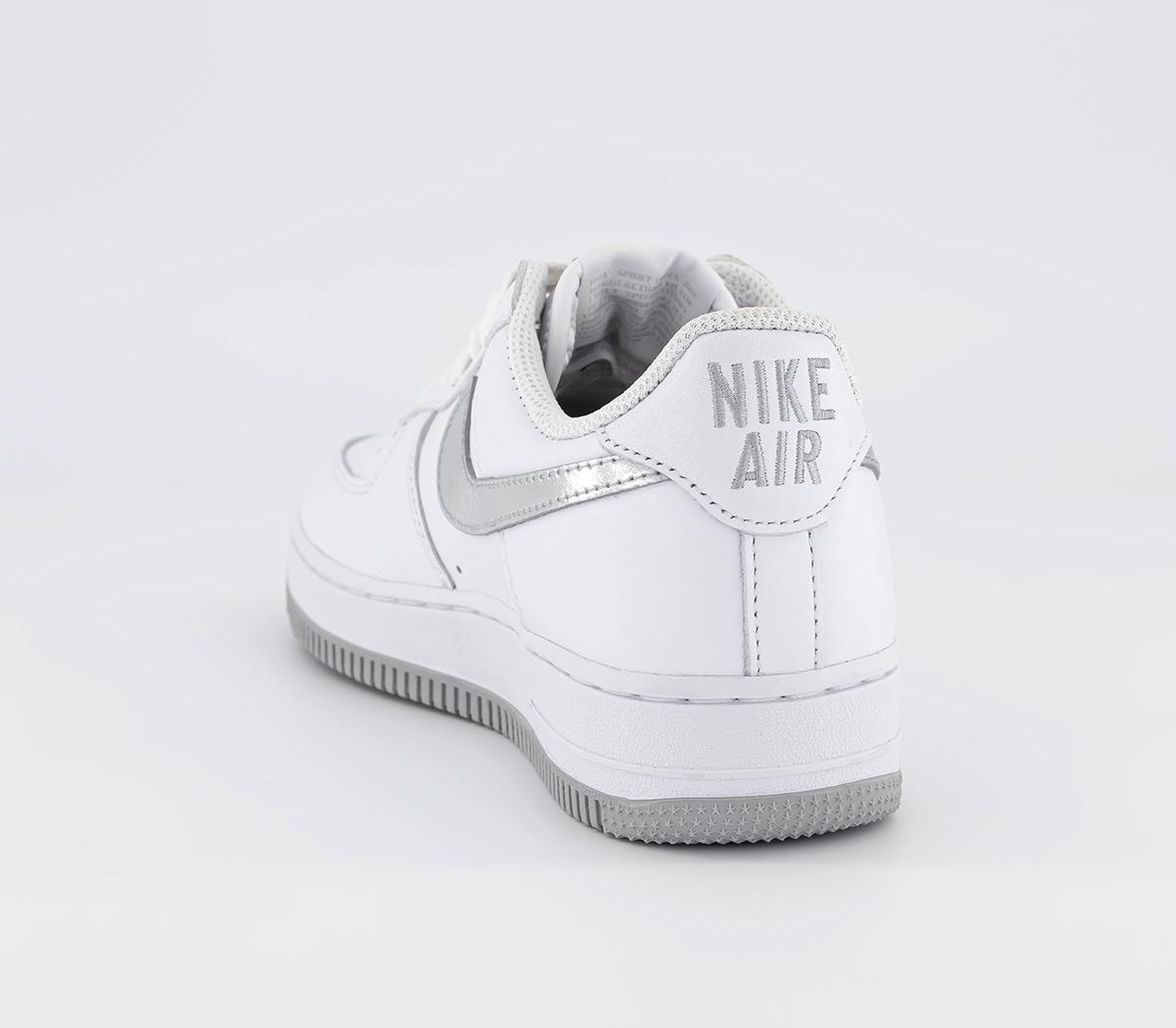 Nike Air Force 1 Low Trainers White Silver Metallic Gold - Women's Trainers
