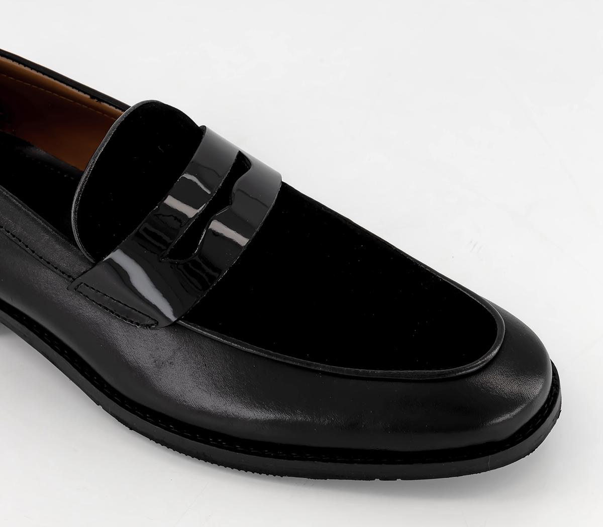 OFFICE Milburn Patent Saddle Velvet Vamp Loafers Black Velvet - Men’s ...