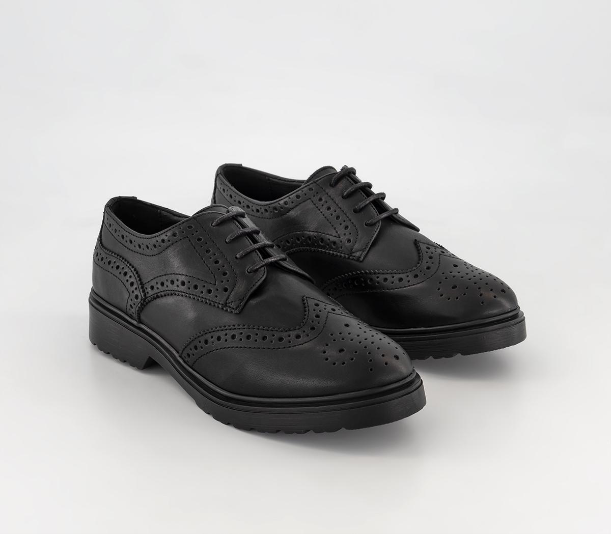 OFFICE Fergie Lace Up Brogues Black Leather - Flat Shoes for Women