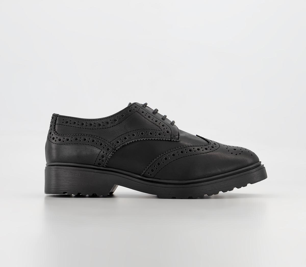 OFFICE Fergie Lace Up Brogues Black Leather - Flat Shoes for Women