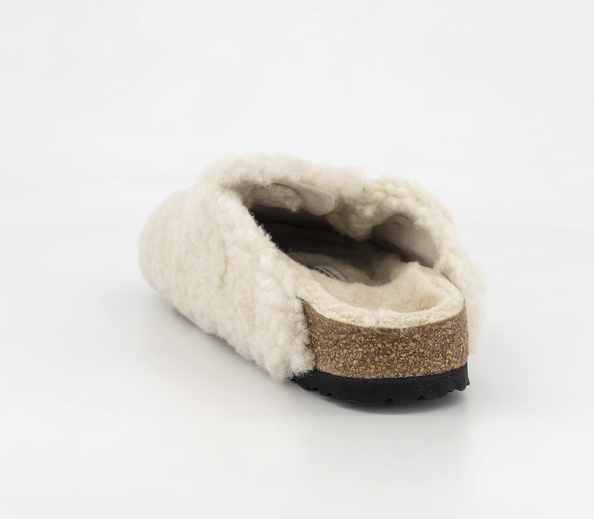 BIRKENSTOCK Boston Big Buckle Teddy Clogs Eggshell - Flat Shoes for Women