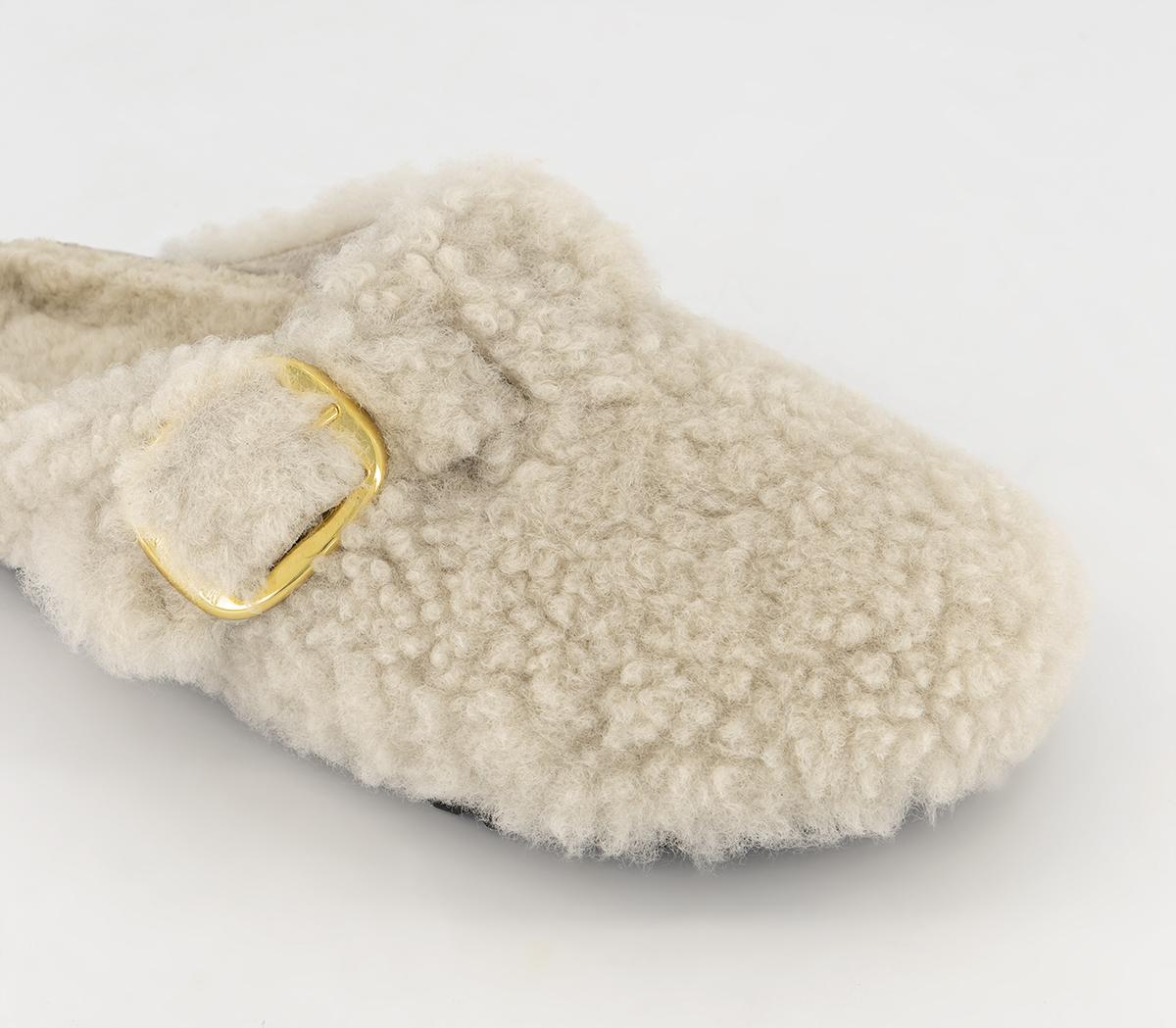 BIRKENSTOCK Boston Big Buckle Teddy Clogs Eggshell - Flat Shoes for Women