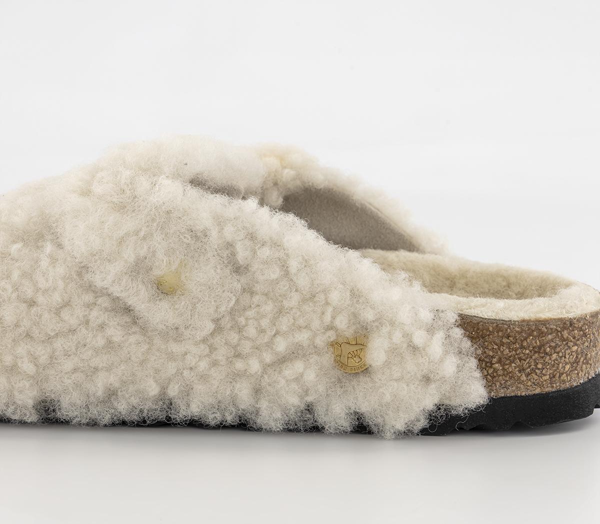 BIRKENSTOCK Boston Big Buckle Teddy Clogs Eggshell - Flat Shoes for Women