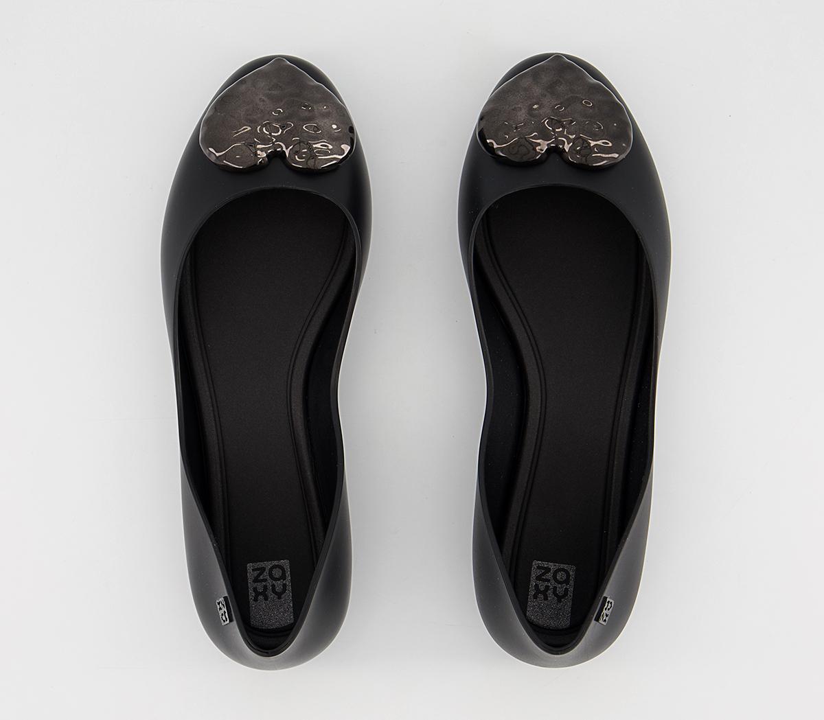 Zaxy New Start Heart Shoes Black - Flat Shoes for Women