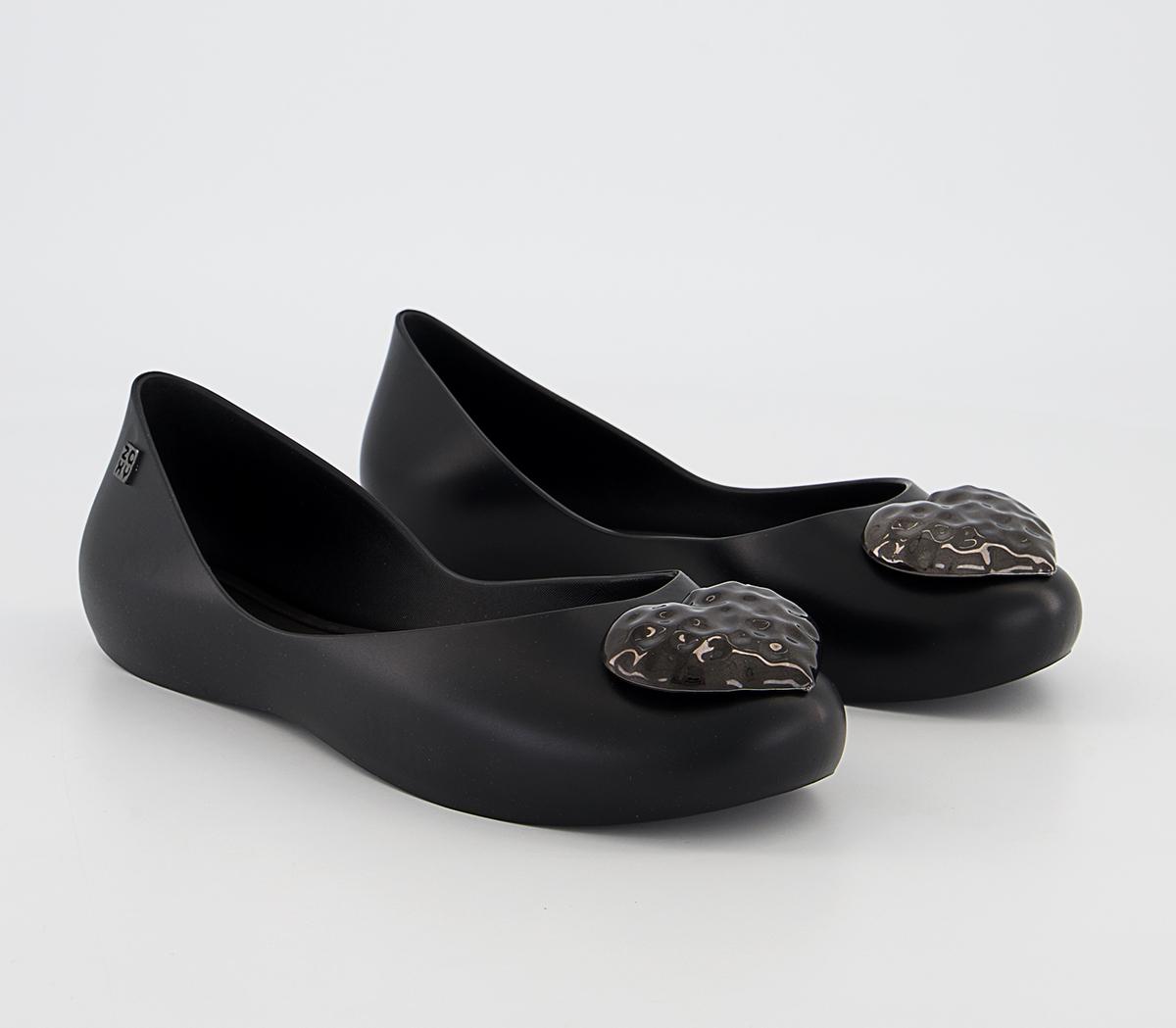 Zaxy New Start Heart Shoes Black - Flat Shoes for Women