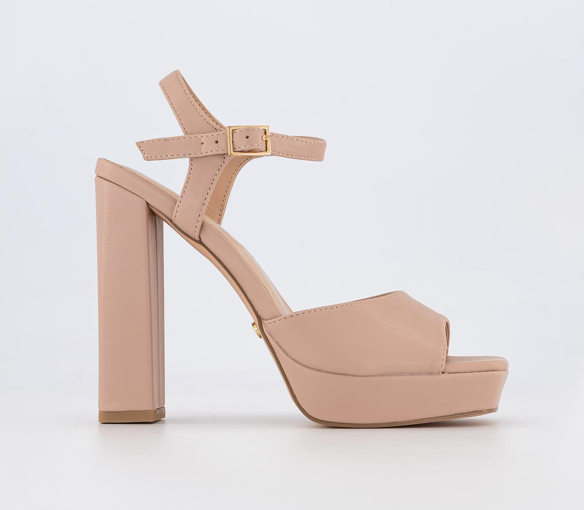 OFFICE Wide Fit Hearty Square Toe Platforms Beige - High Heels