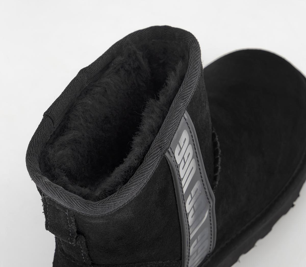 UGG Classic Mini Side Logo II Boots Black - Women's Ankle Boots