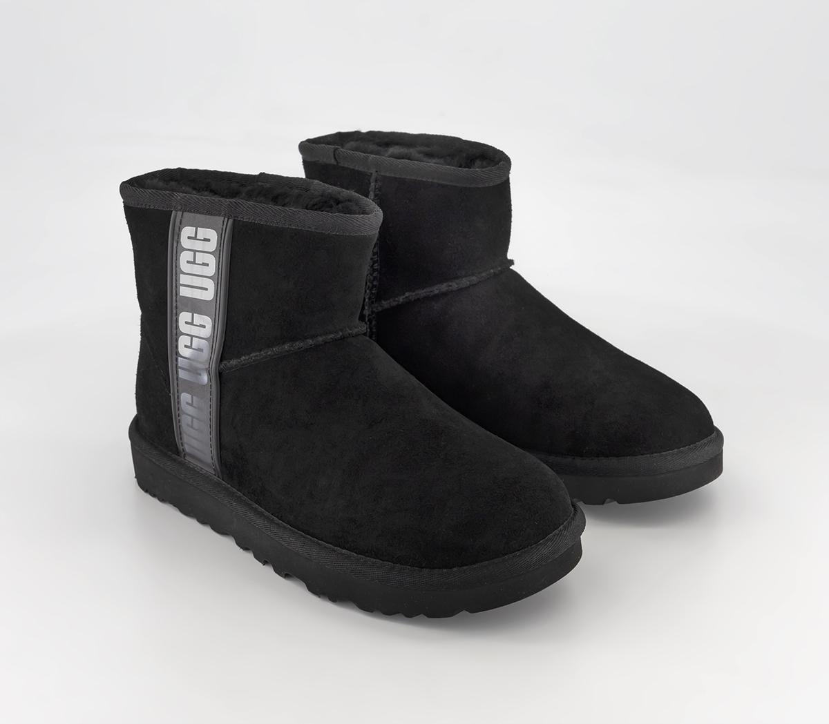 UGG Classic Mini Side Logo II Boots Black - Women's Ankle Boots