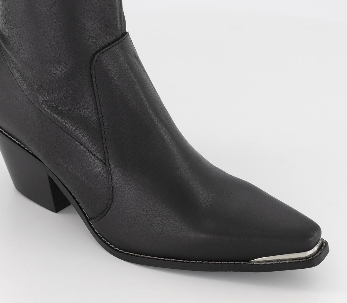 OFFICE Andi Western Toe Clip Boots Black Leather - Women's Ankle Boots