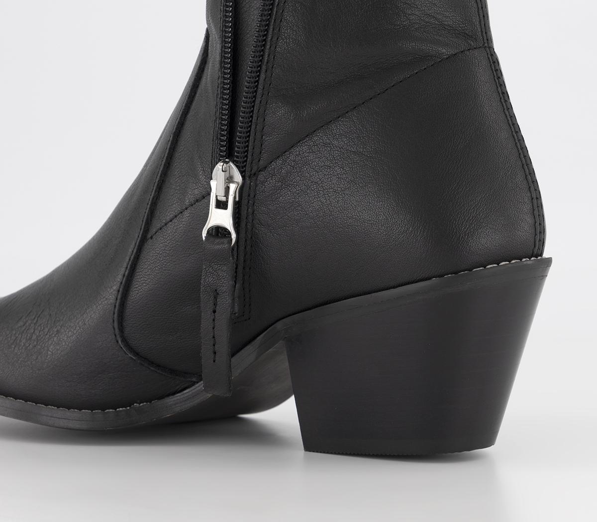 OFFICE Andi Western Toe Clip Boots Black Leather - Women's Ankle Boots