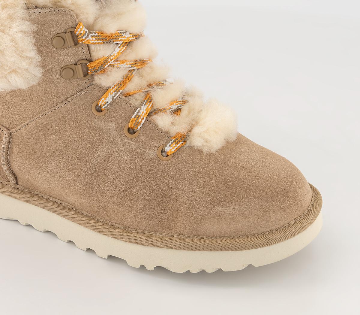 UGG Classic Mini Alpine Lace Boots Sand - Women's Ankle Boots