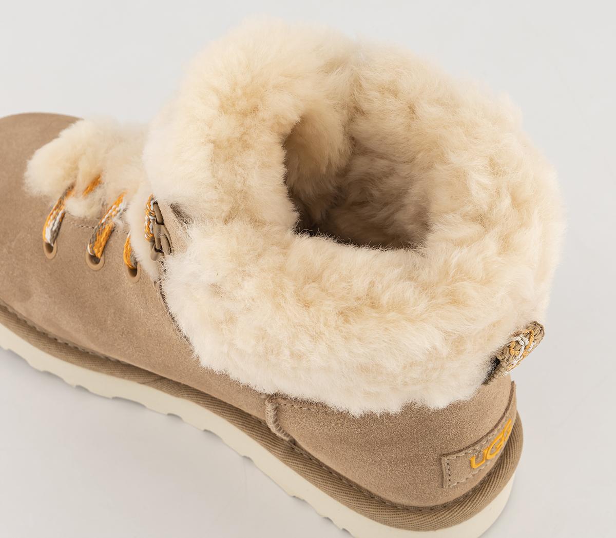 UGG Classic Mini Alpine Lace Boots Sand - Women's Ankle Boots