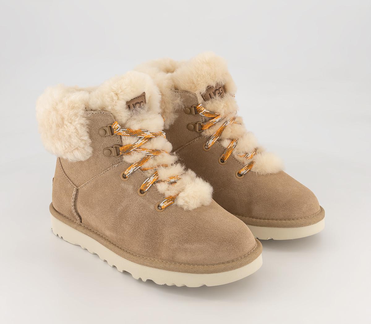 UGG Classic Mini Alpine Lace Boots Sand - Women's Ankle Boots