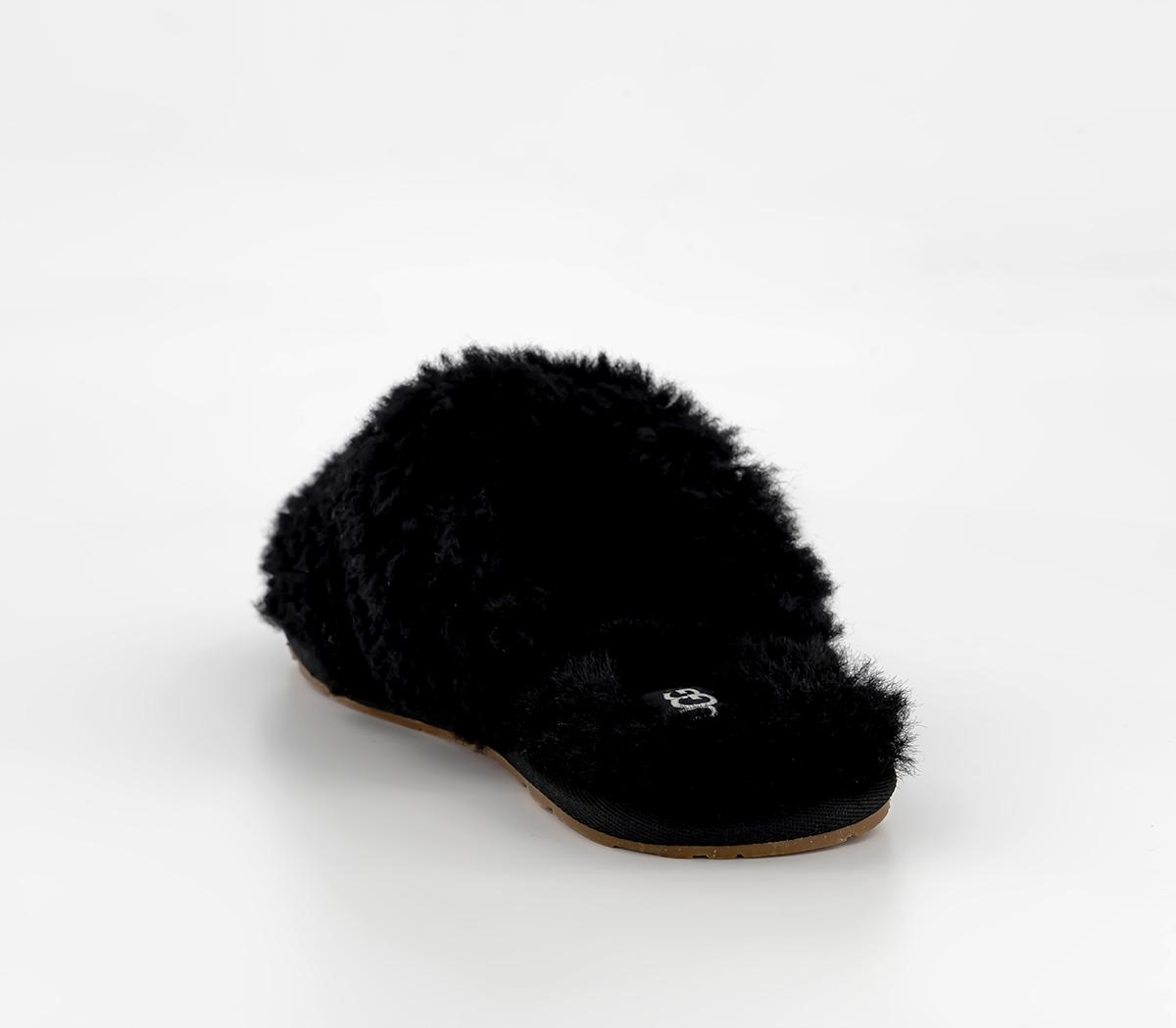 UGG Maxi Curly Sliders Black - Flat Shoes for Women