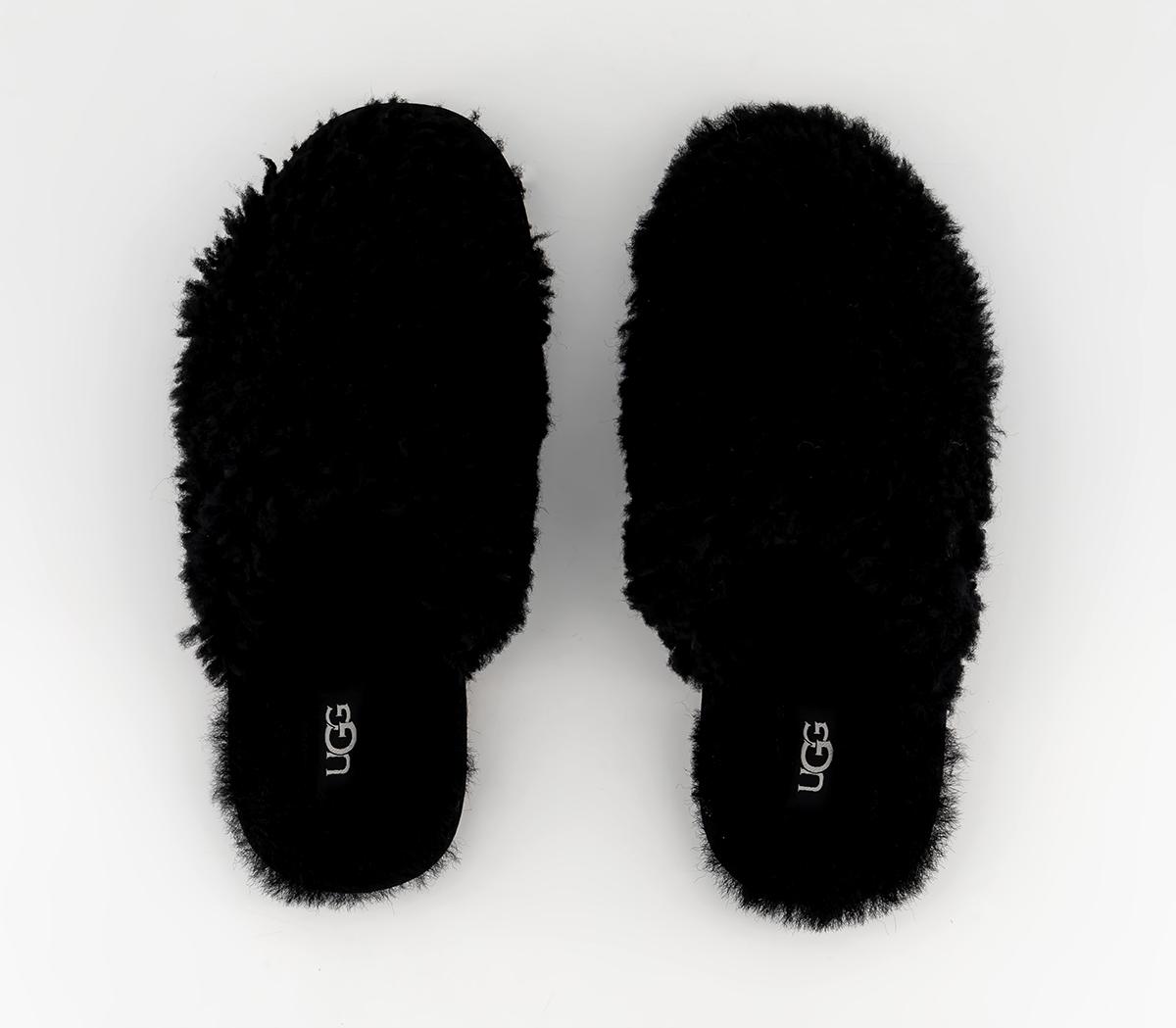 UGG Maxi Curly Sliders Black - Flat Shoes for Women
