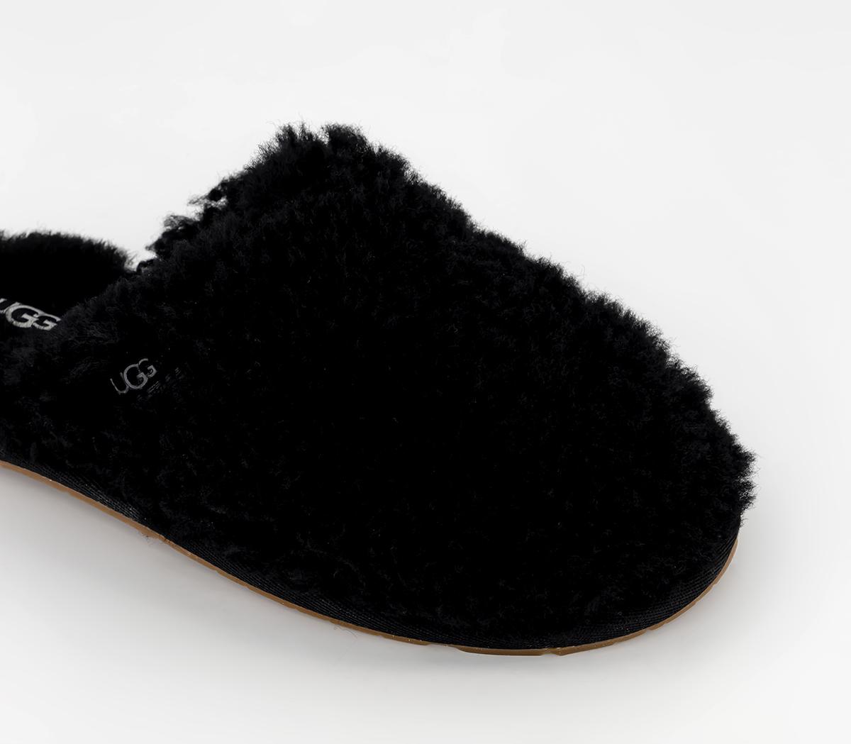 UGG Maxi Curly Sliders Black - Flat Shoes for Women