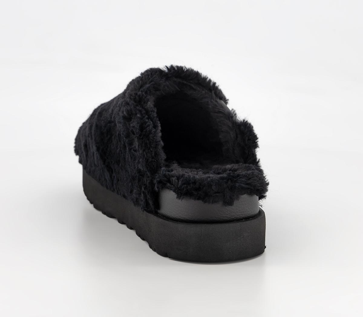 UGG Fuzz Sugar Slippers Black - Flat Shoes for Women