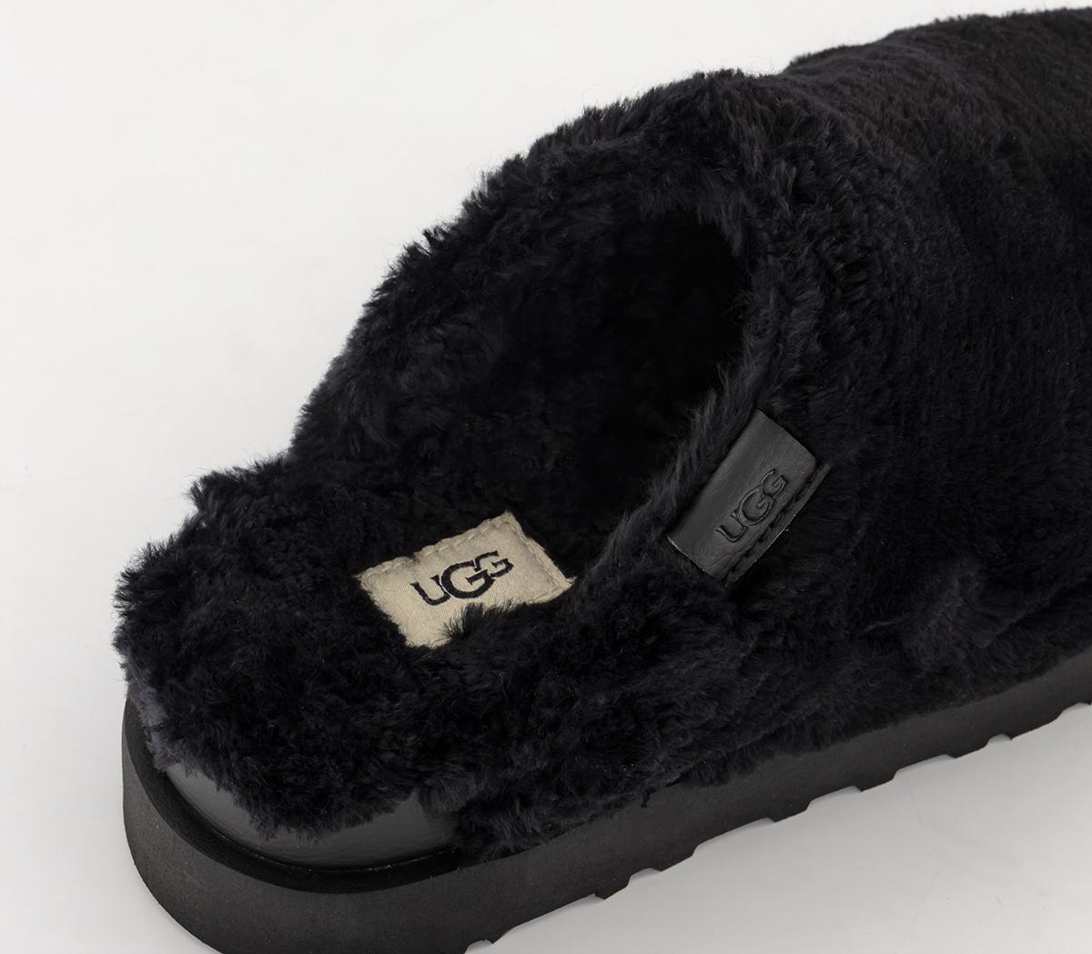 UGG Fuzz Sugar Slippers Black - Flat Shoes for Women
