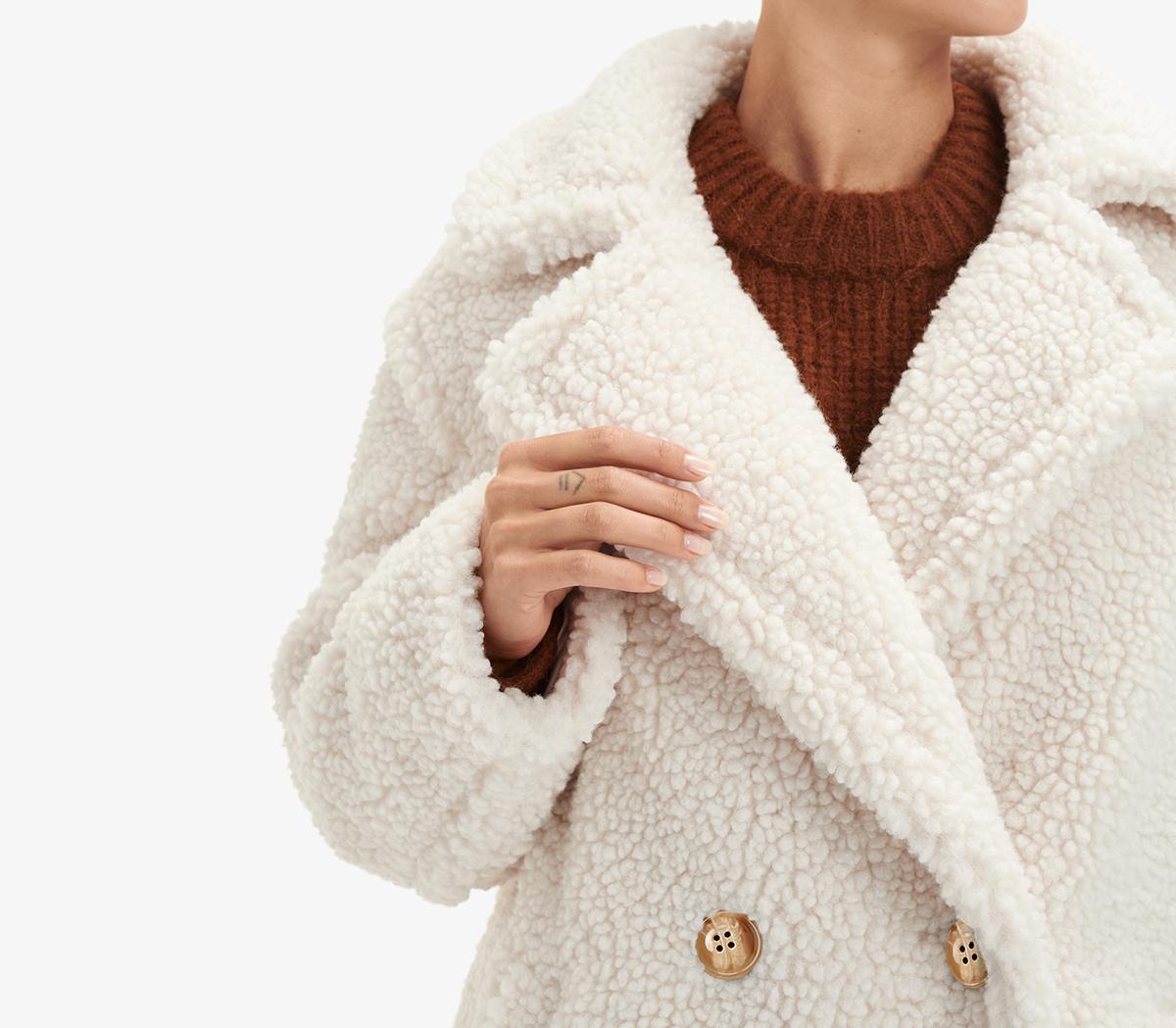 UGG Gertrude Long Teddy Coat Winter White - Accessories