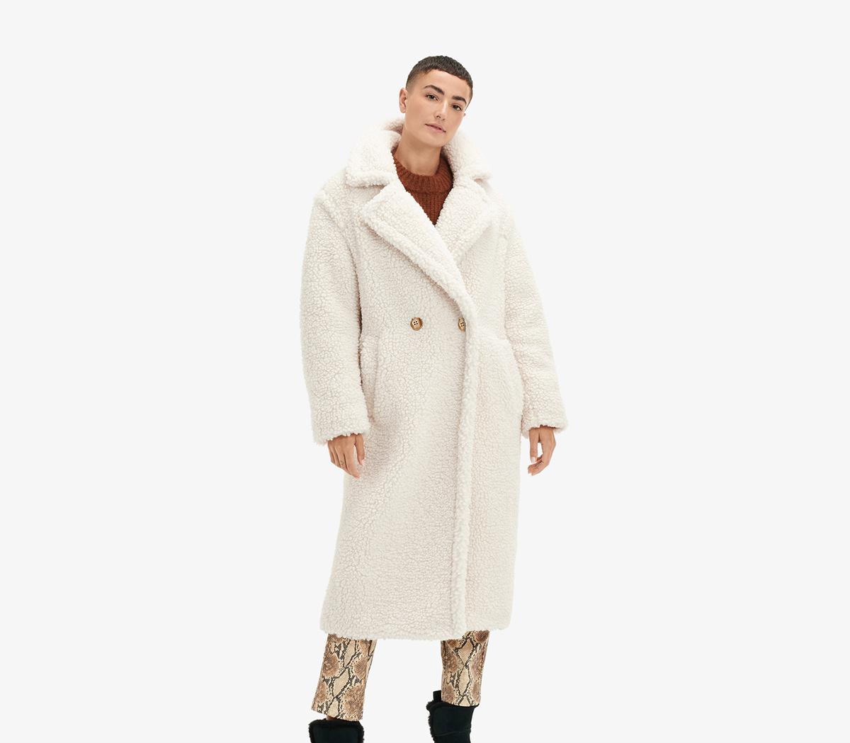 UGG Gertrude Long Teddy Coat Winter White - Accessories
