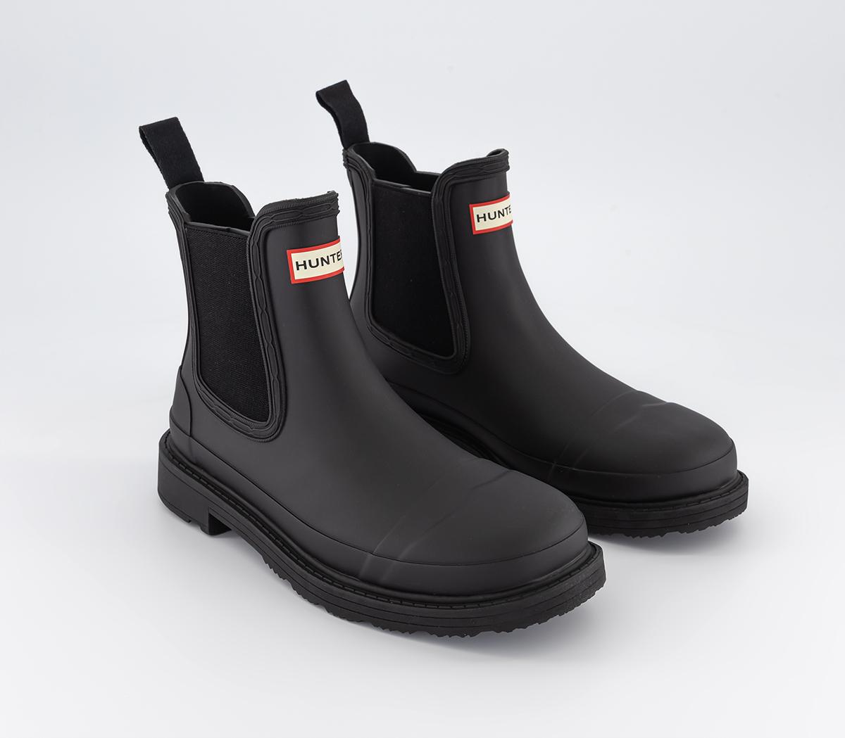 Hunter Commando Cheslea Boots Black - Women's Ankle Boots