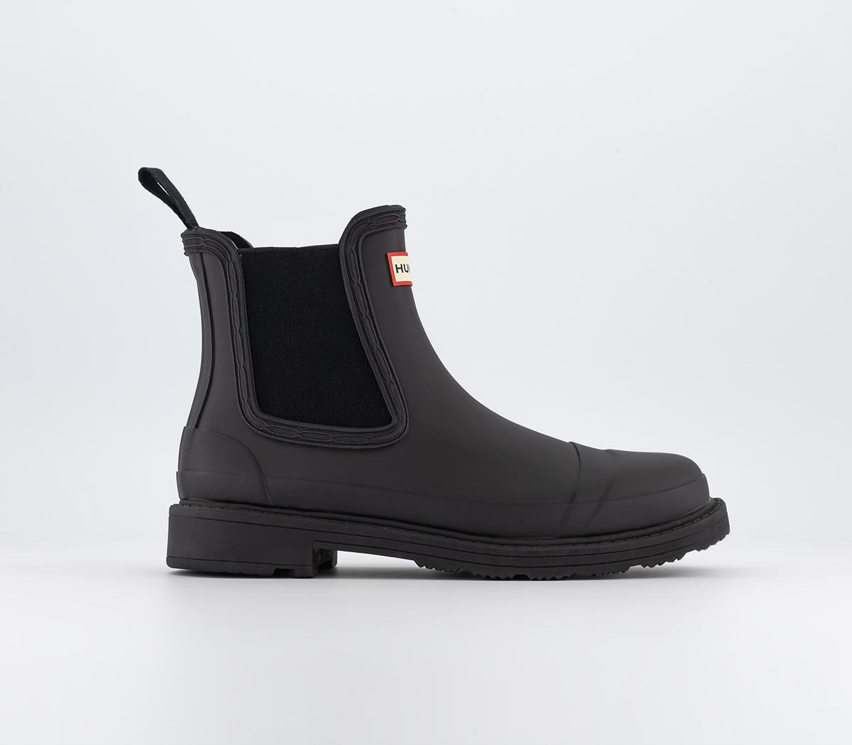 Hunter Commando Cheslea Boots Black - Women's Ankle Boots