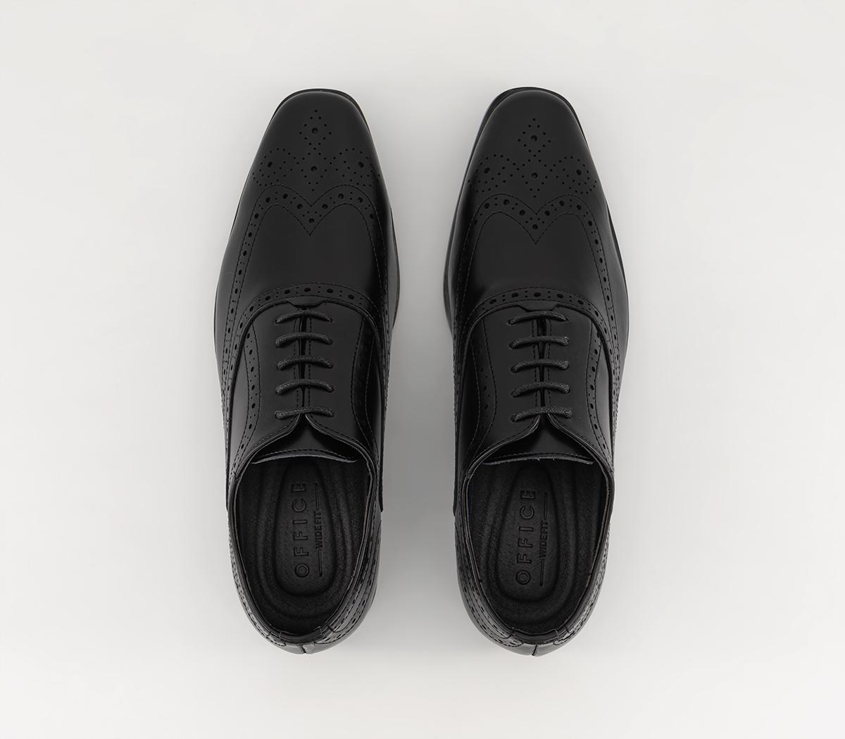 OFFICE Wide Fit Macro 2 Brogues Black Leather - Men's Wide Fit